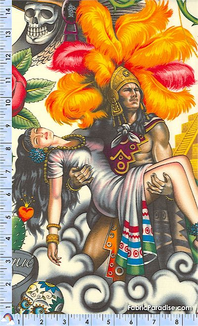 Folklorico - Contigo - Aztec Characters and Symbols on Cream, Ethnic ...