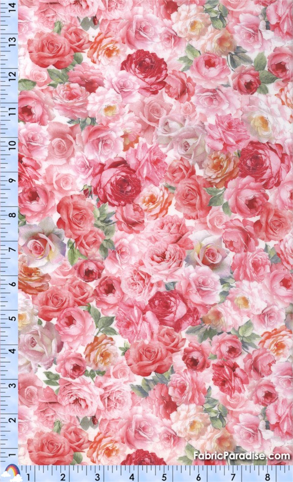 Packed Roses (Digital), Floral, Elkabee's FabricParadise.com, LLC