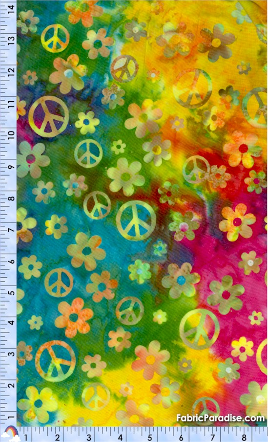 Batik Peace Signs, Patriotic, Elkabee's FabricParadise.com, LLC