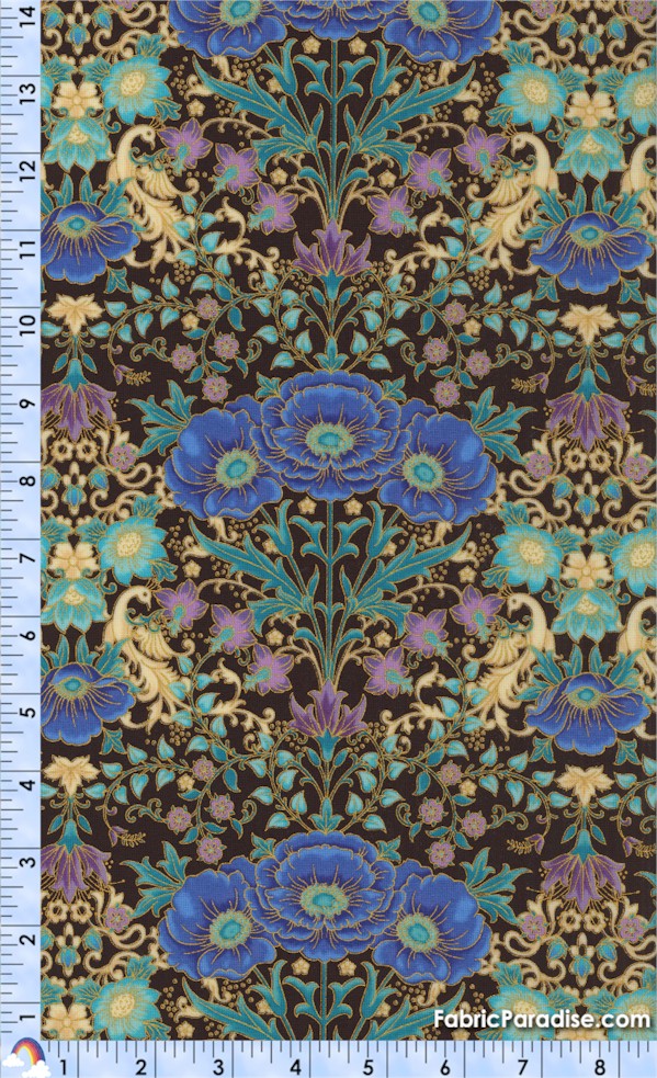 Florentine Garden - Gilded Flowers and Birds on Black #2, Art Nouveau ...